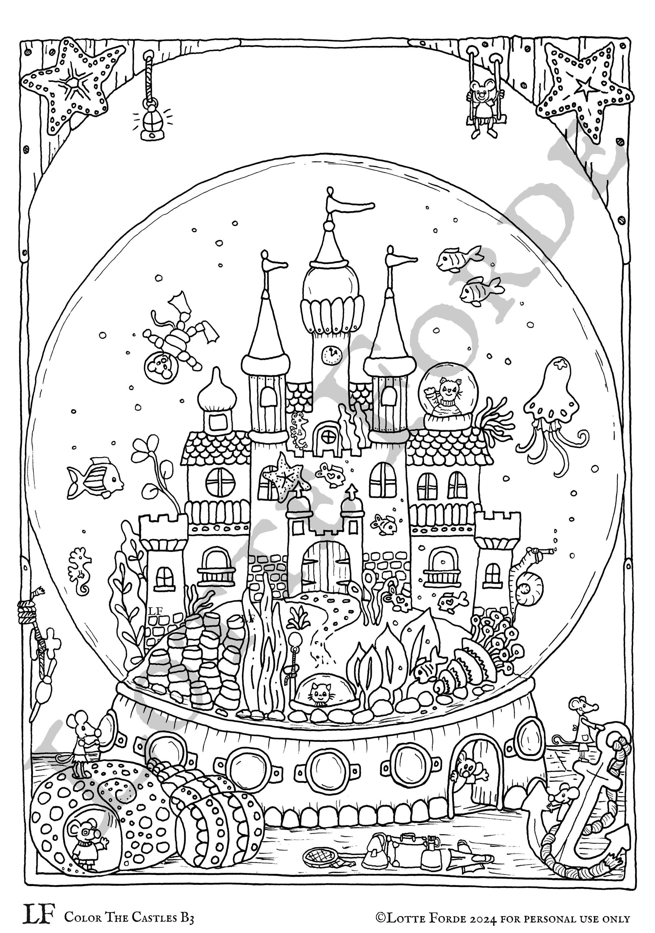 Lotte Forde - Color the Castles Coloring Book - 5 Page PDF Bundle 3 - Etsy
