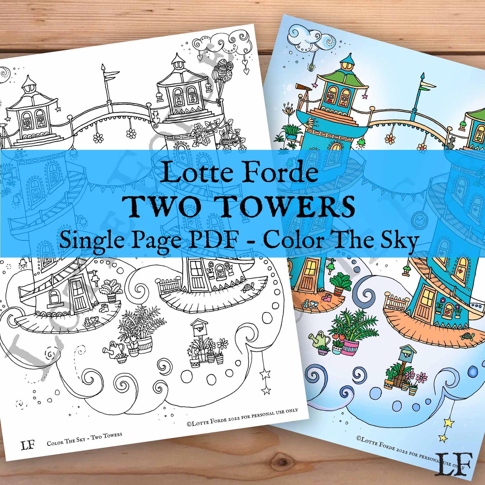Lotte Forde Color the Sky Coloring Book Page 47 - Two Towers - PDF ...