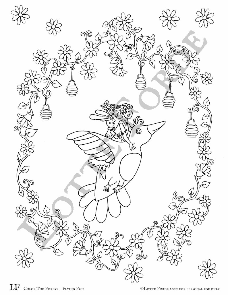 Lotte Forde Color the Forest Coloring Book Page 55 - Flying Fun - PDF ...