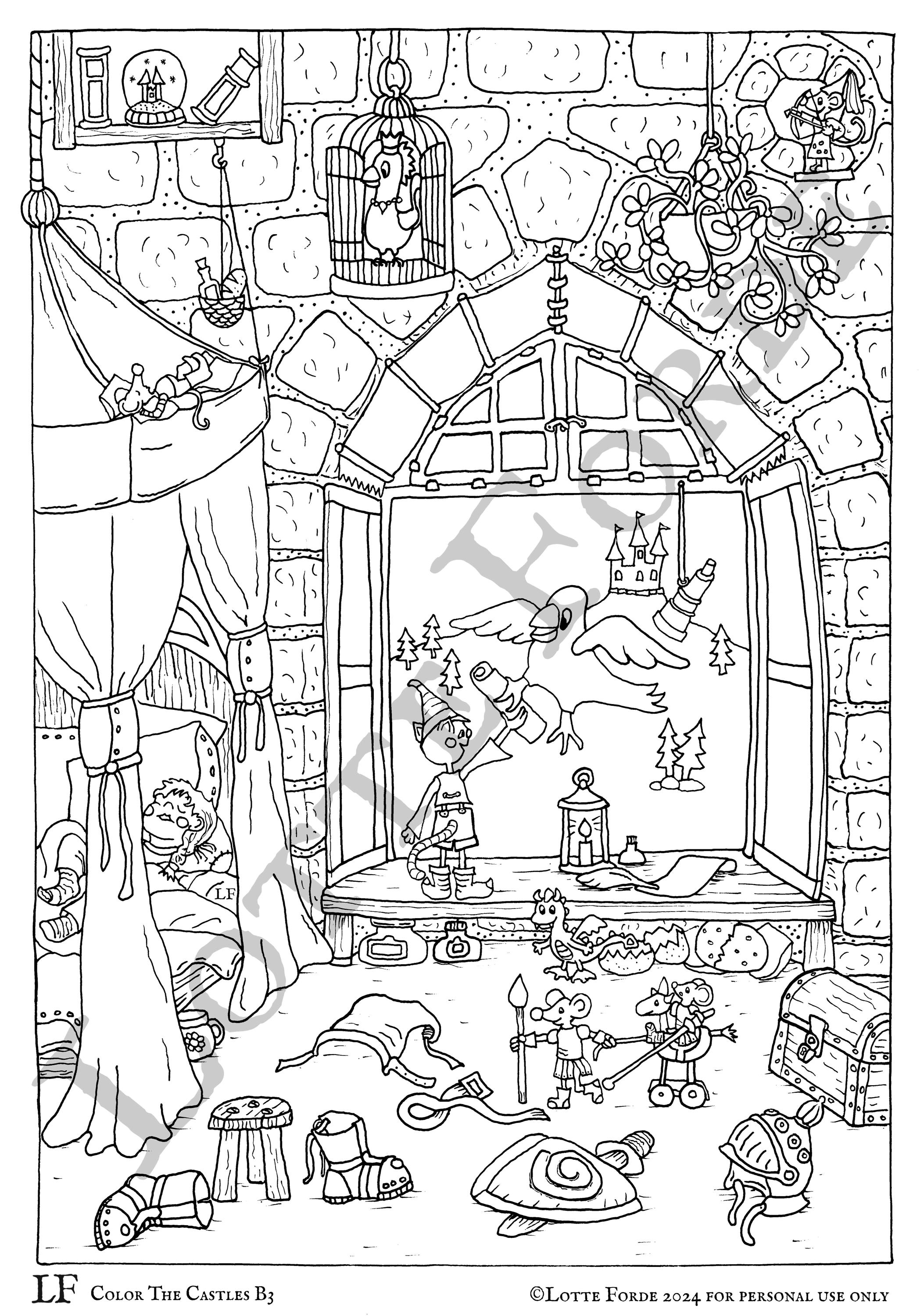 Lotte Forde - Color the Castles Coloring Book - 5 Page PDF Bundle 3 - Etsy