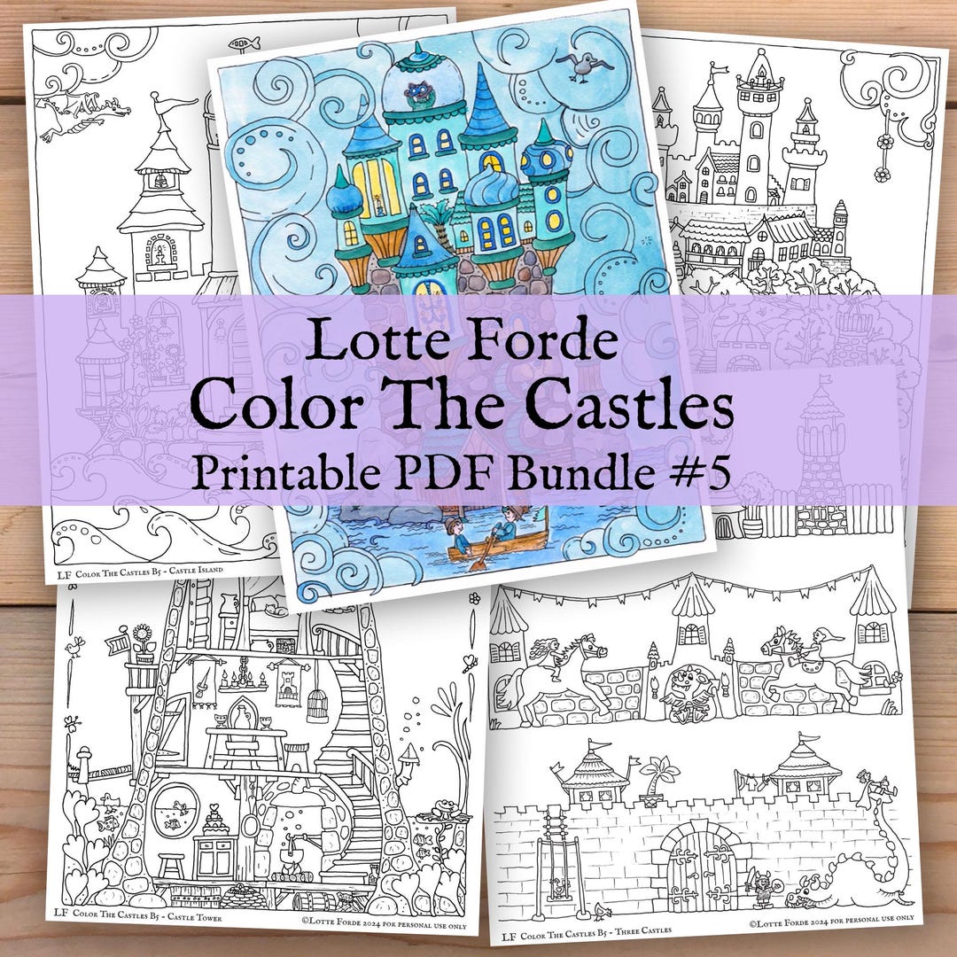 Lotte Forde - Color the Castles Coloring Book - 5 Page PDF Bundle 5 - Etsy