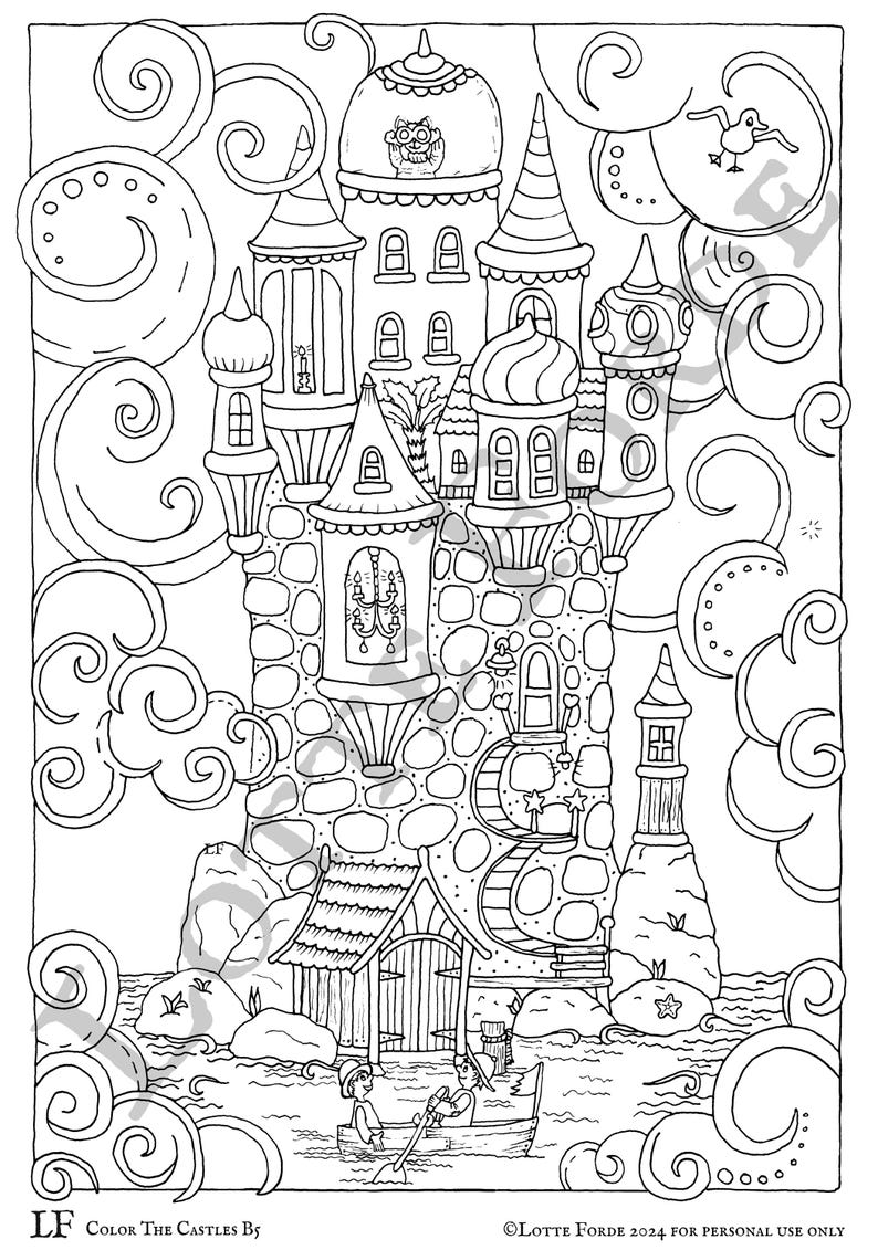 Lotte Forde - Color the Castles Coloring Book - 5 Page PDF Bundle 5 - Etsy