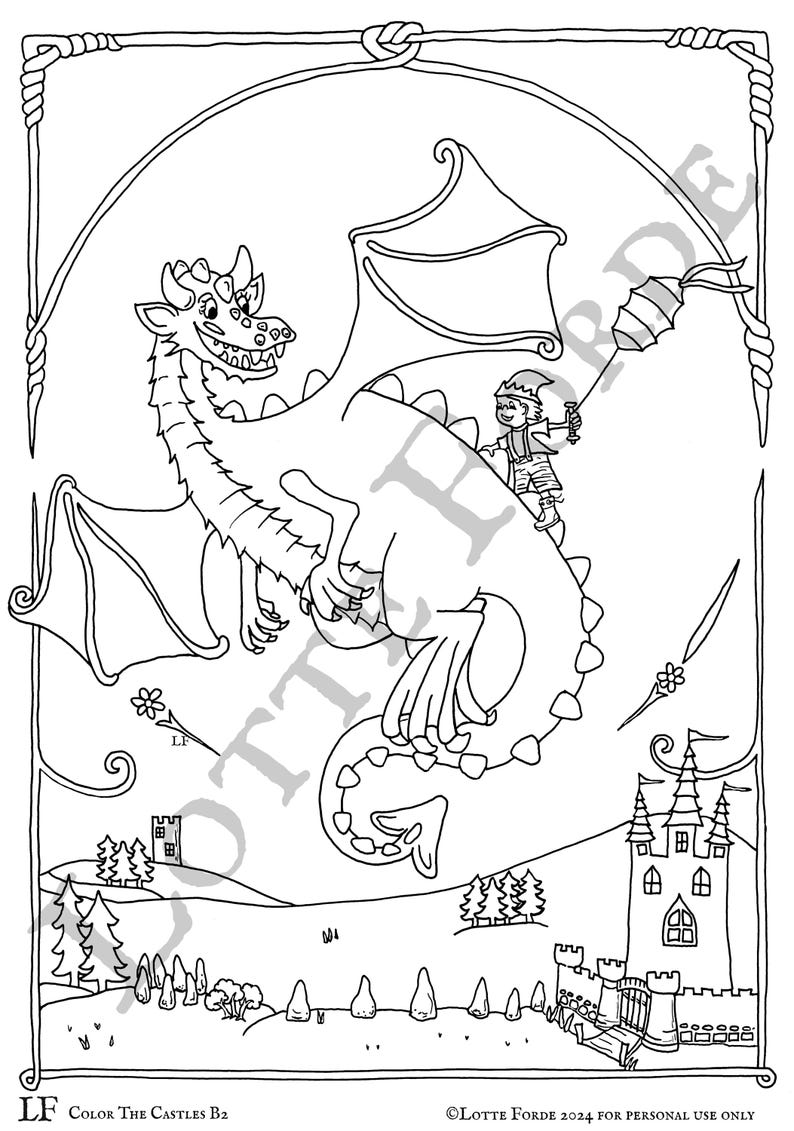 Lotte Forde - Color the Castles Coloring Book - 5 Page PDF Bundle 2 - Etsy