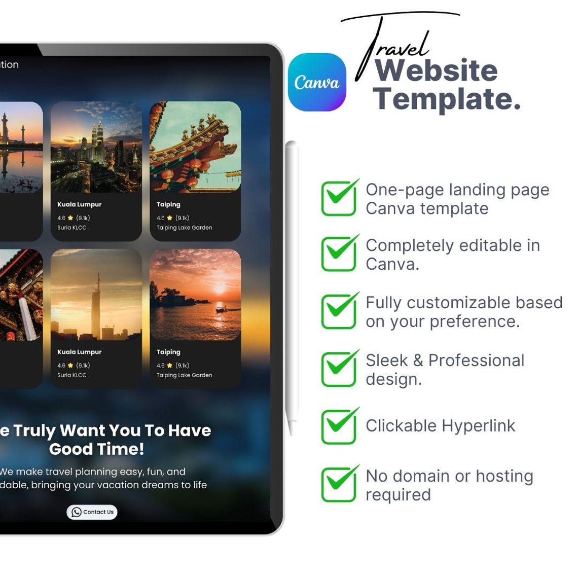 Travel Agent Website Template, Canva Travel Website Template, Travel ...