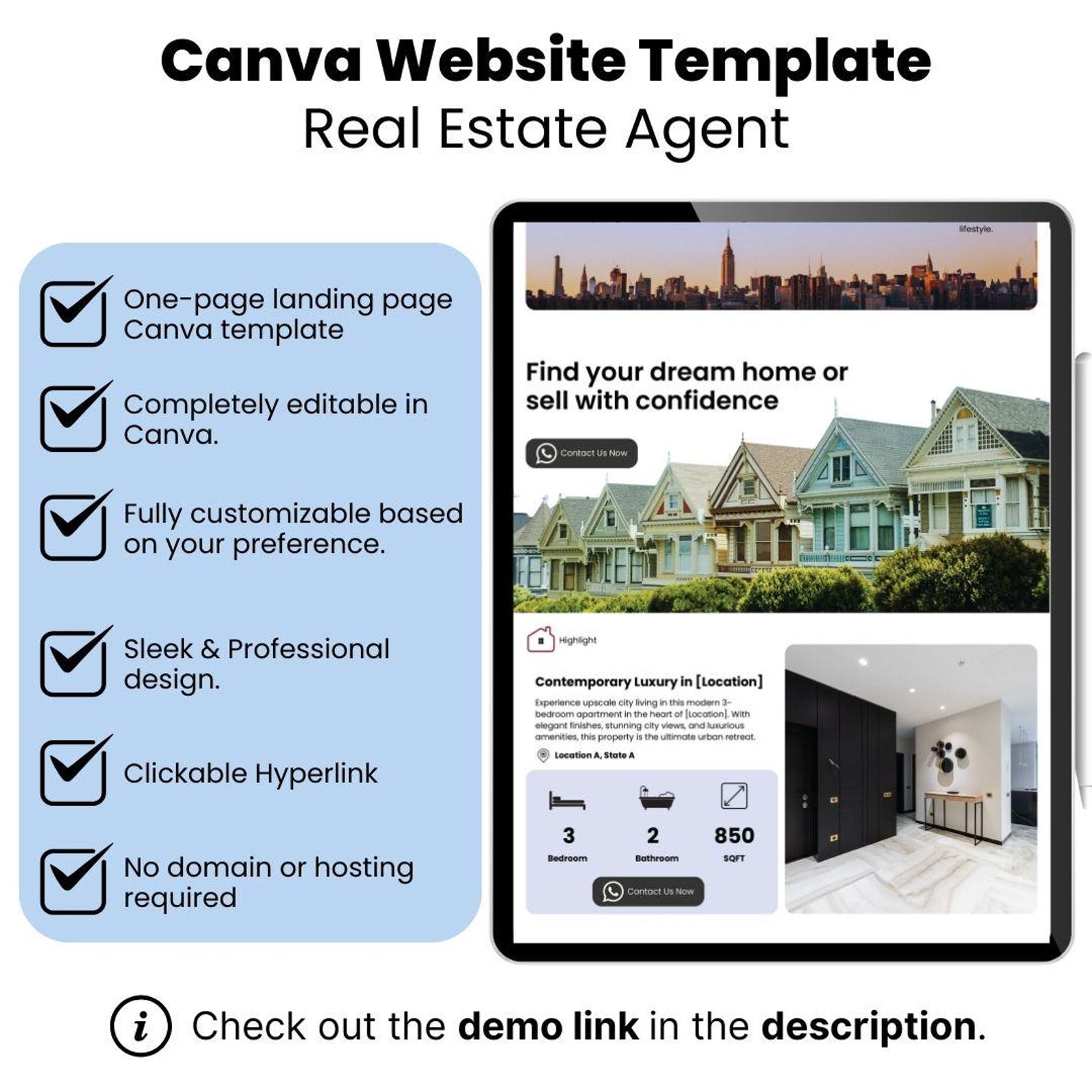 Canva Real Estate Website Template, Realtor Website Design, Sales Page ...