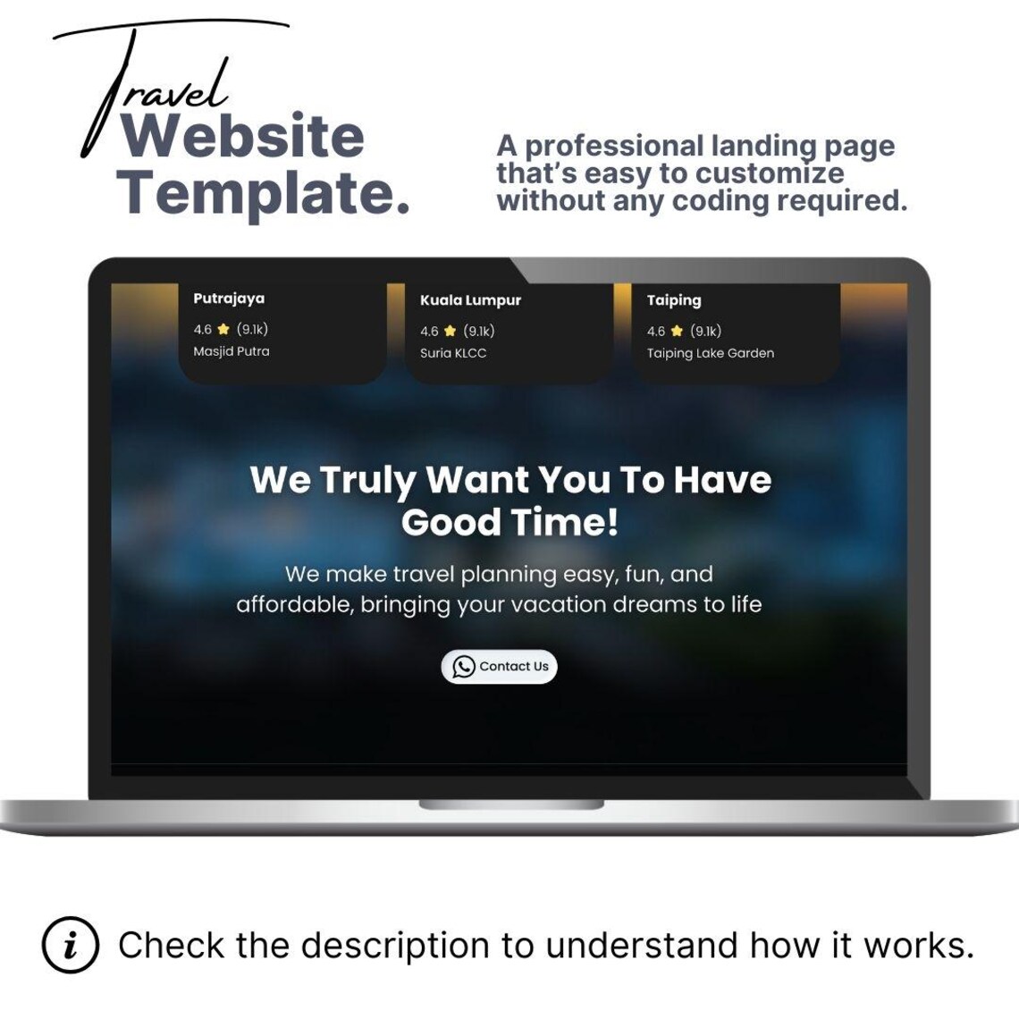 Travel Agent Website Template, Canva Travel Website Template, Travel ...