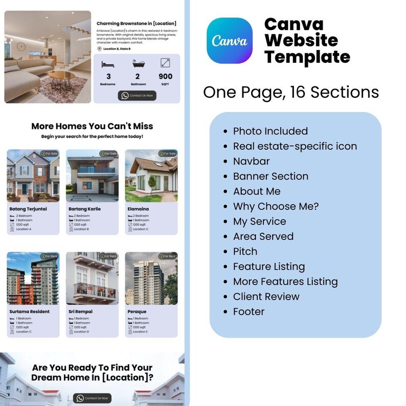 Canva Real Estate Website Template, Realtor Website Design, Sales Page for Realtor, Landing Page ...