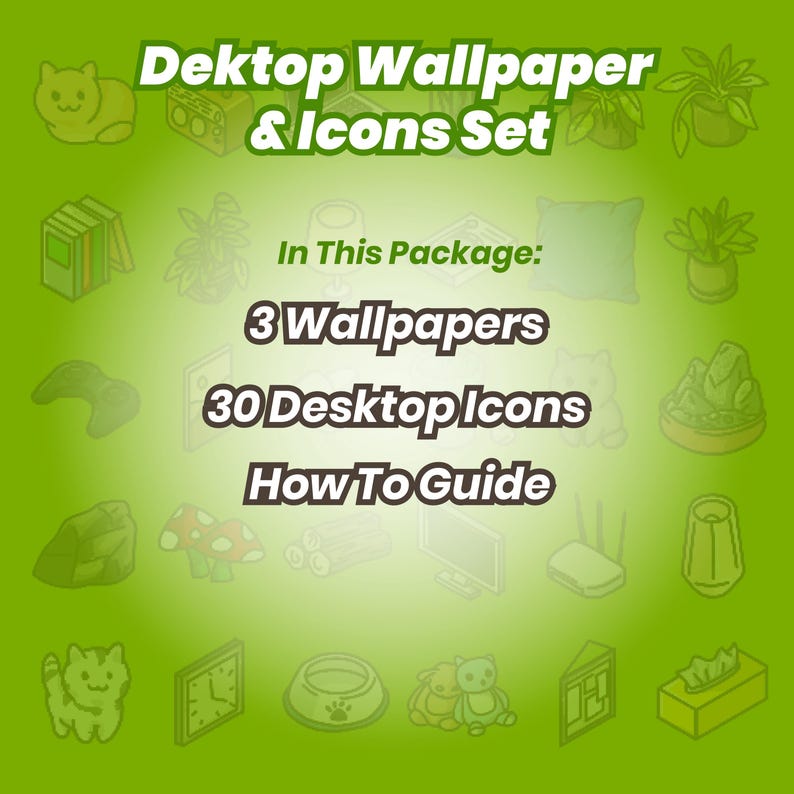 Isometric Room Window Desktop Wallpapers Set Icons Cute Theme ...