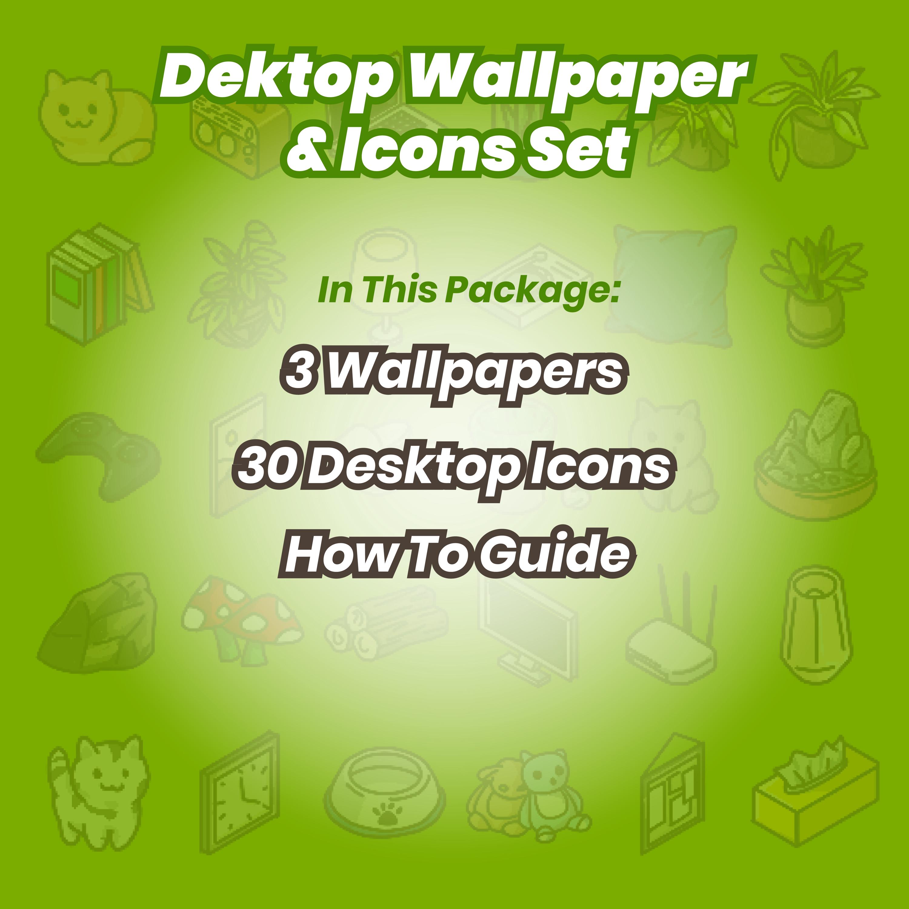 Isometric Room Window Desktop Wallpapers Set Icons Cute Theme ...
