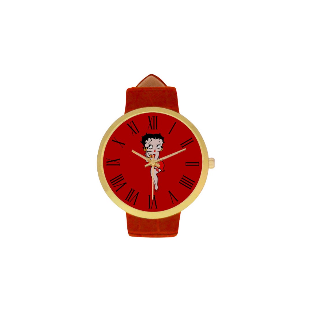 Betty Boop Watch Leather Gold Birthday Gifts for Her Anniversary Travel ...