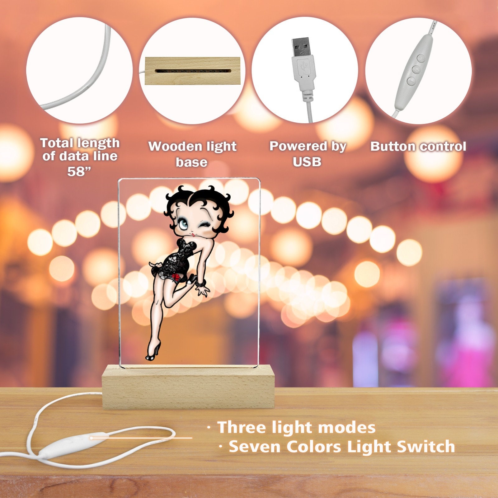 Betty Boop Acrylic Photo Frame Light Colorful - Etsy