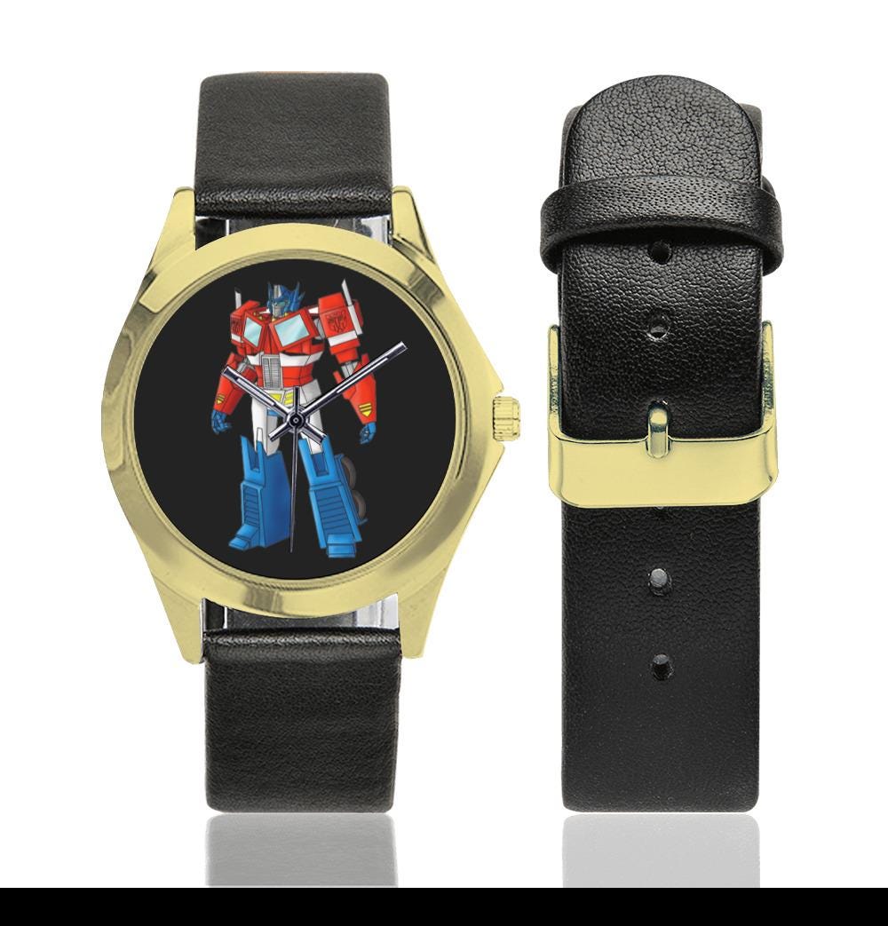 Optimus Prime Unisex Round Metal Watch Stylish Aluminum Leather Strap ...