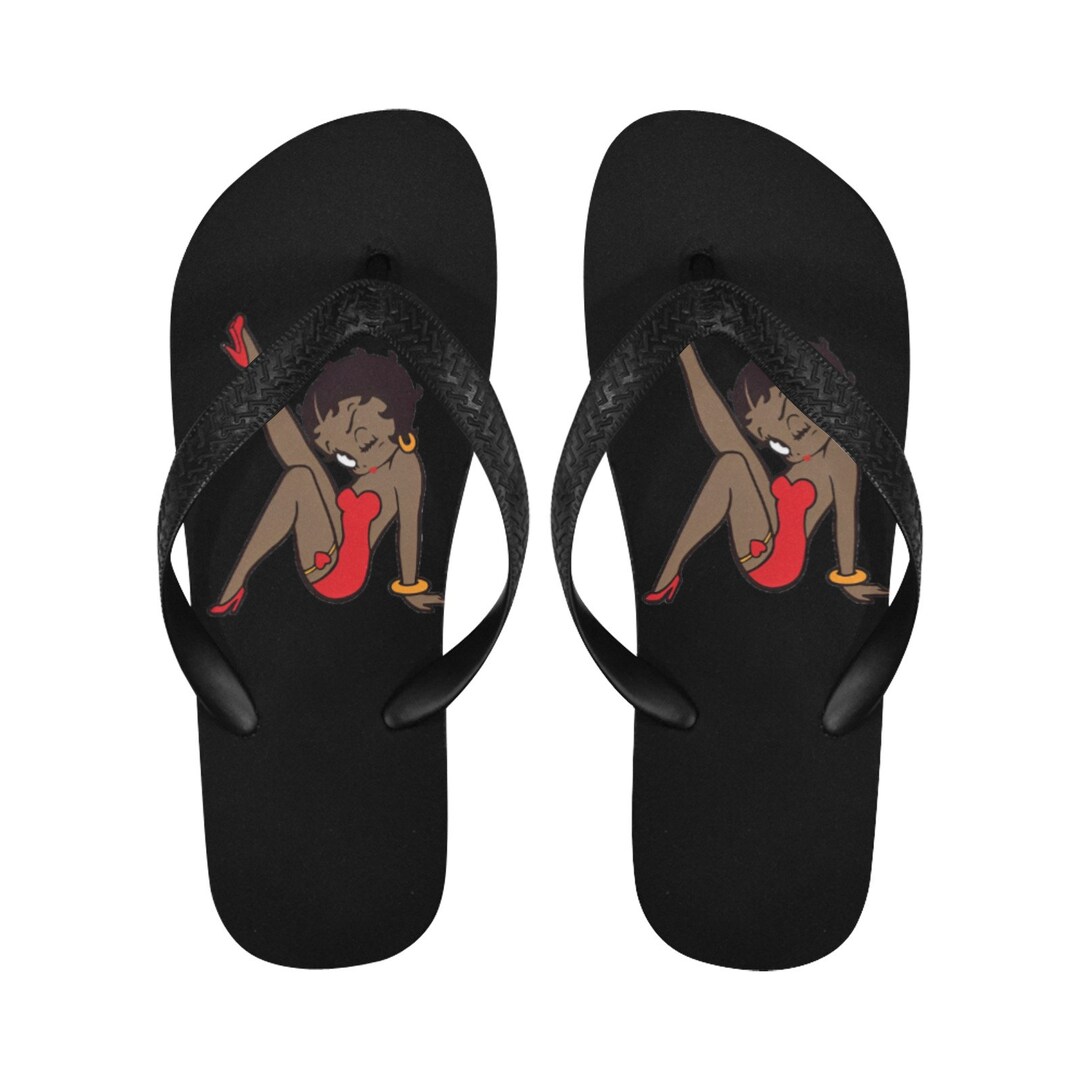 Betty Boop Black Flip Flops Unisex - Etsy