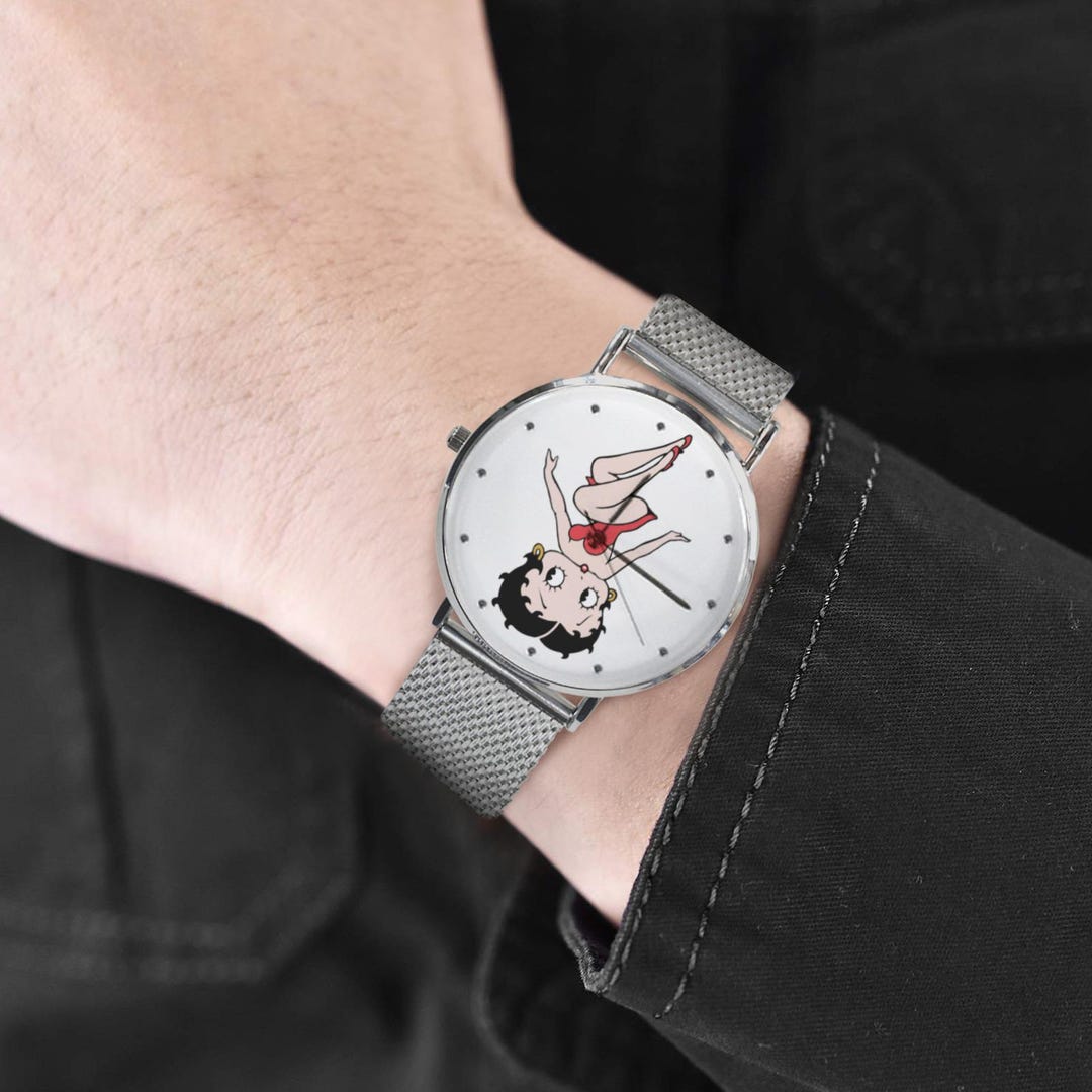 Betty Boop Stainless Steel Watch – Custom Photo Dial, Silver or Black ...