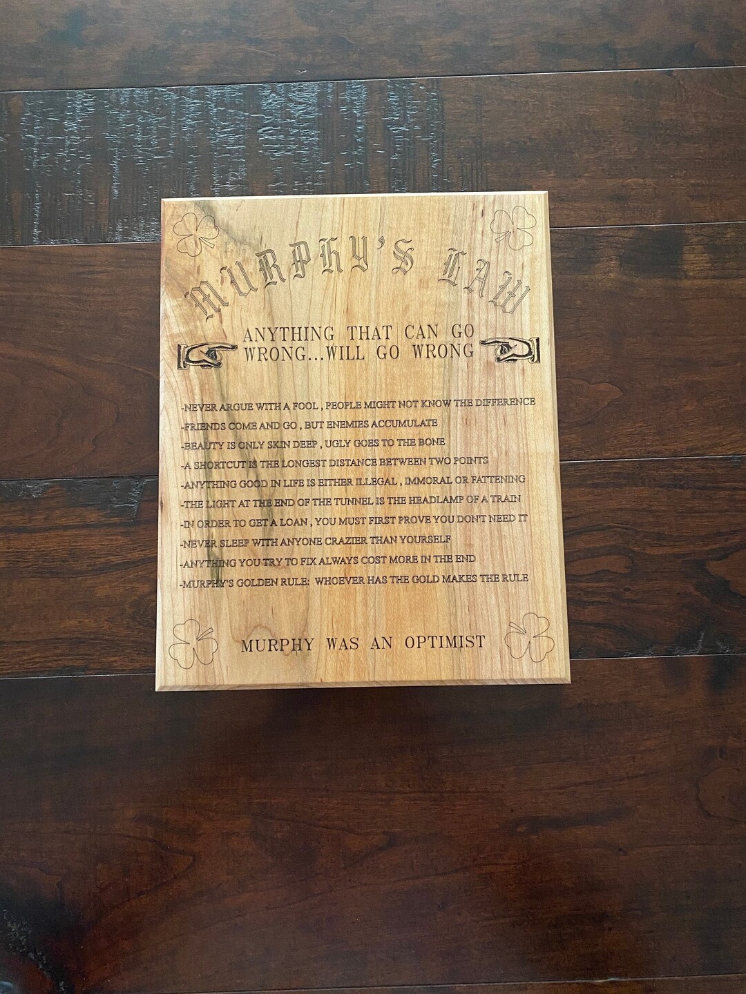 Spalted Maple Murphy's Law Plaque, Laser Engraved Wood Art (8x10) - Etsy