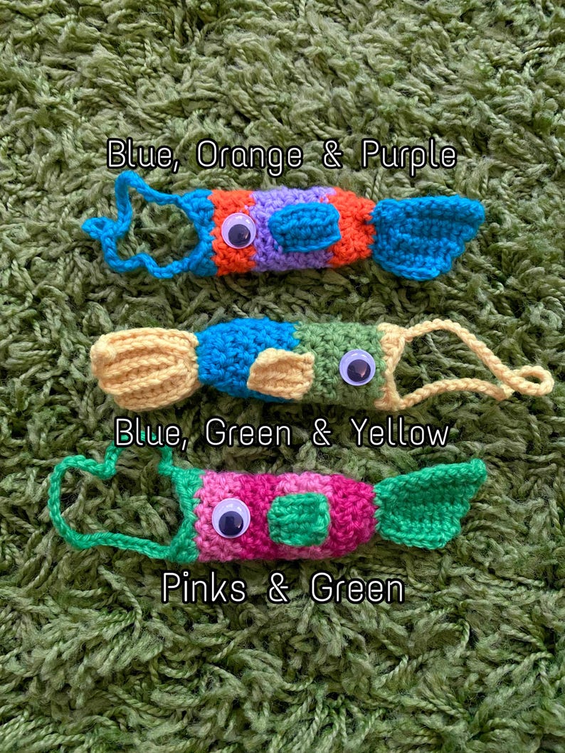 TWO LEFT Handmade Crochet Kitsch Fish Bag Charm Chapstick Holder - Etsy