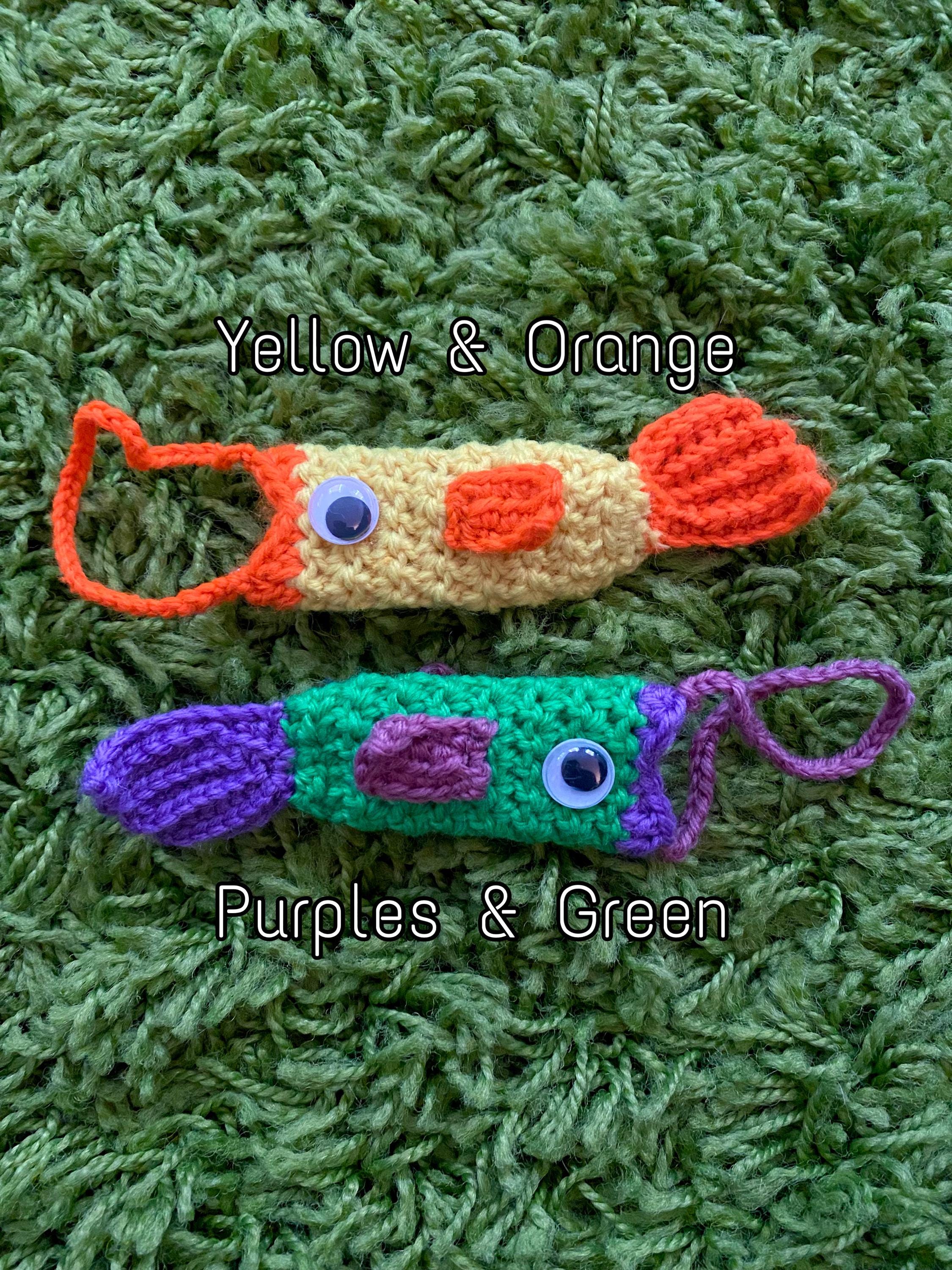 TWO LEFT Handmade Crochet Kitsch Fish Bag Charm Chapstick Holder - Etsy