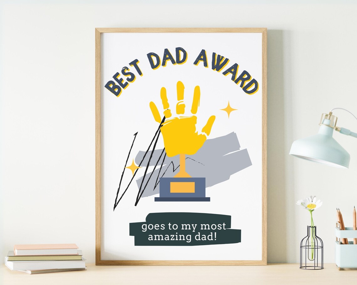 Best Dad Award, Father's Day Handprint Craft, Daddy Birthday, Happy ...