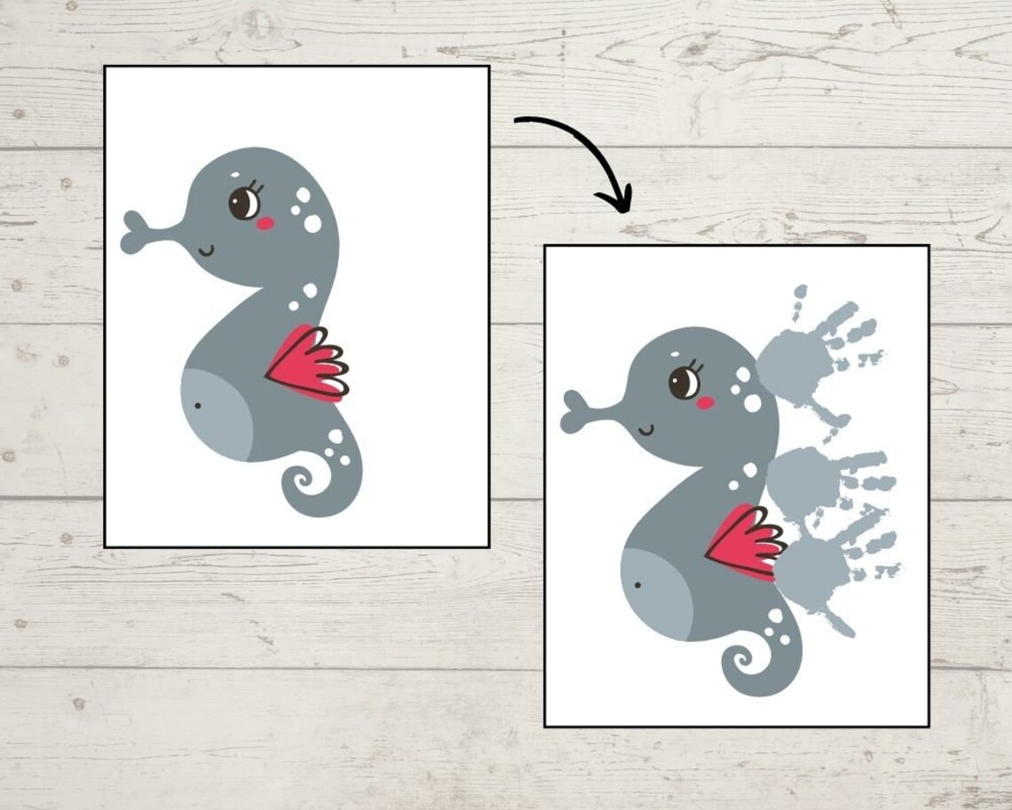 Sea Animals Handprint Craft Bundle Printable Summer - Etsy