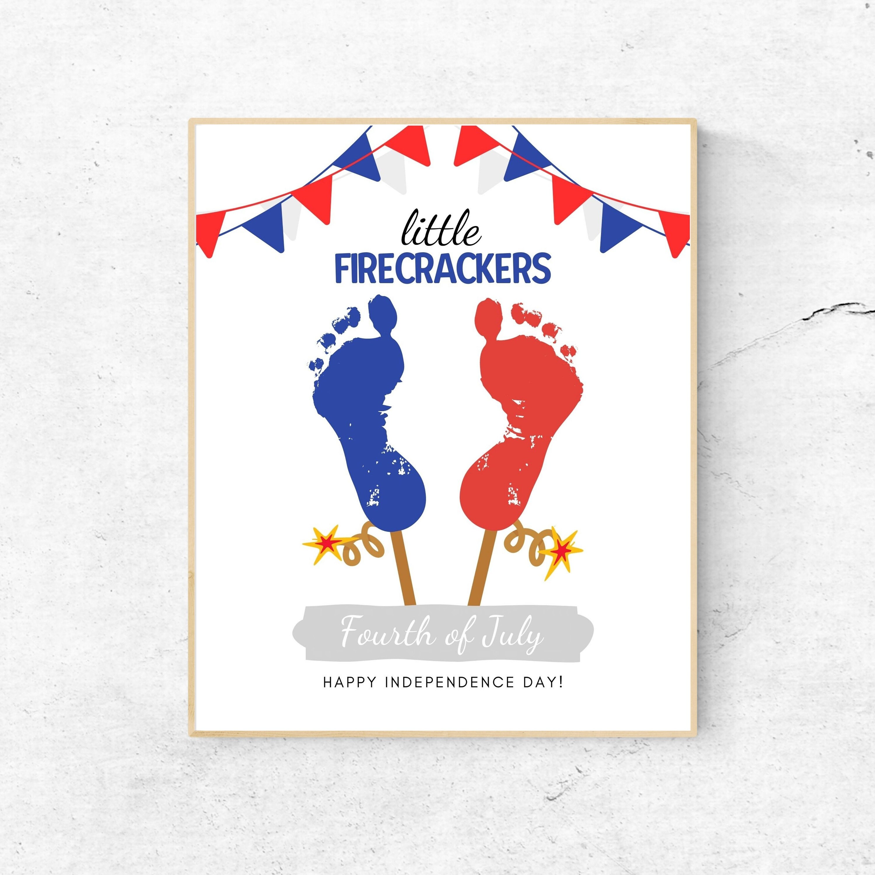Firecrackers Footprint Art Craft, Independence Day USA, 4th of July ...