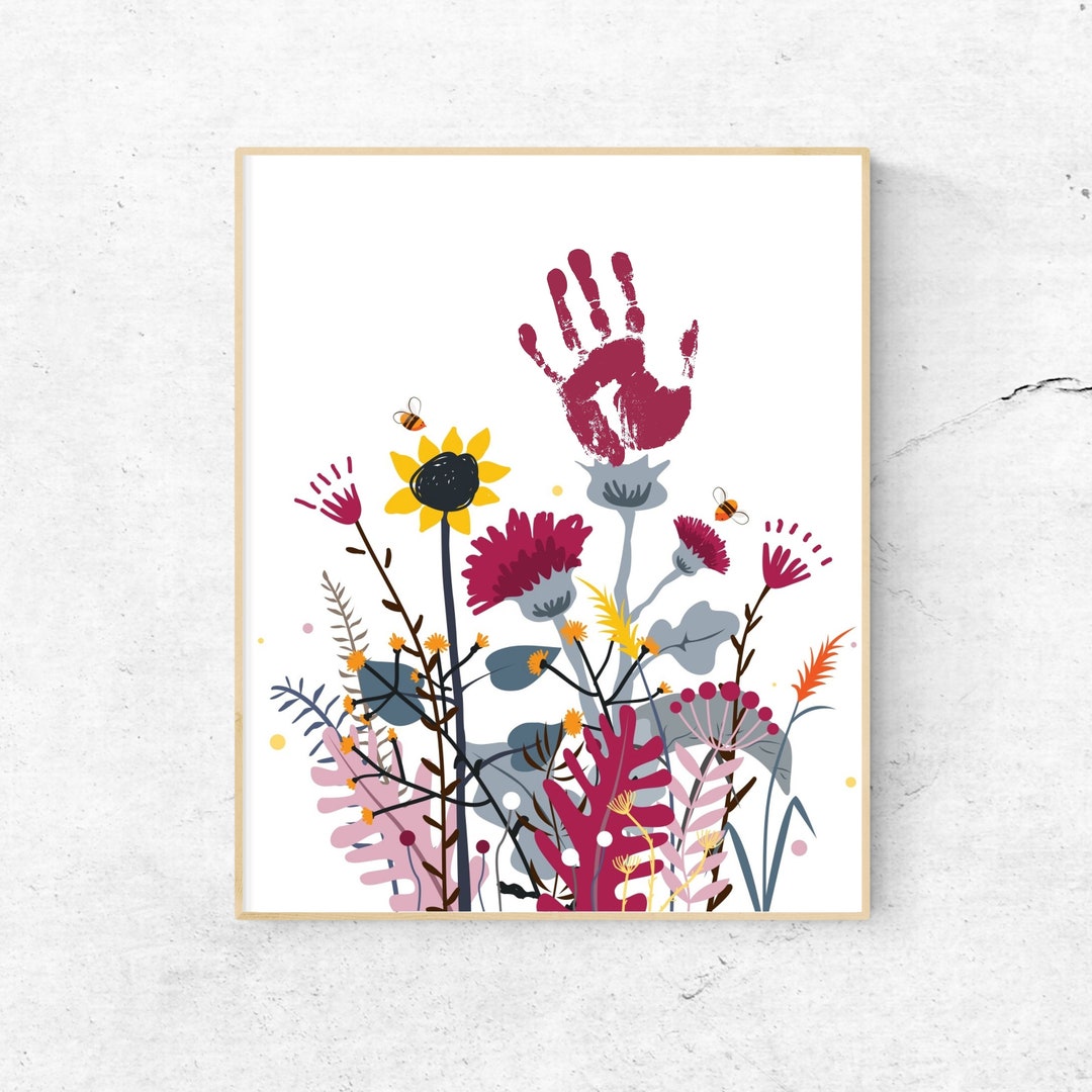 Colorful Wildflower Handprint Craft, Baby Handprint Art, DIY Memory ...