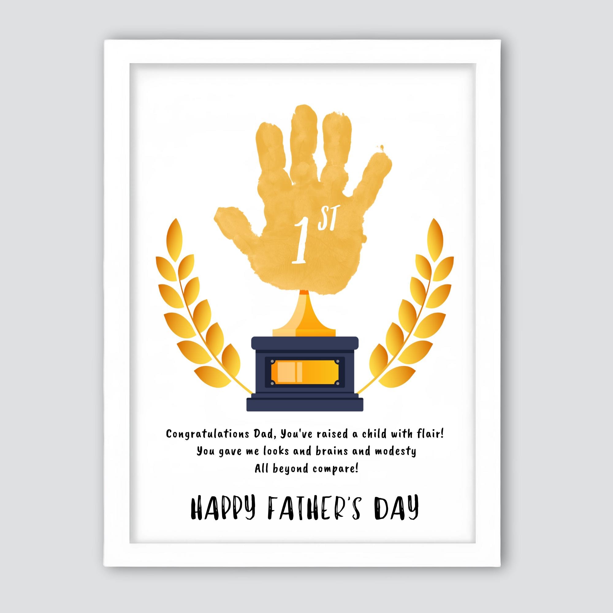 Trophy Handprint Craft, Dad No 1 Handprint, Happy Fathers Day Handprint ...