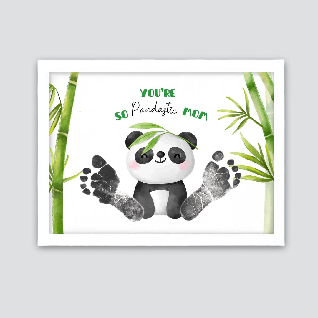 Cute Panda Baby Footprint Art Print, You're so Pandastic Mom, Animal ...
