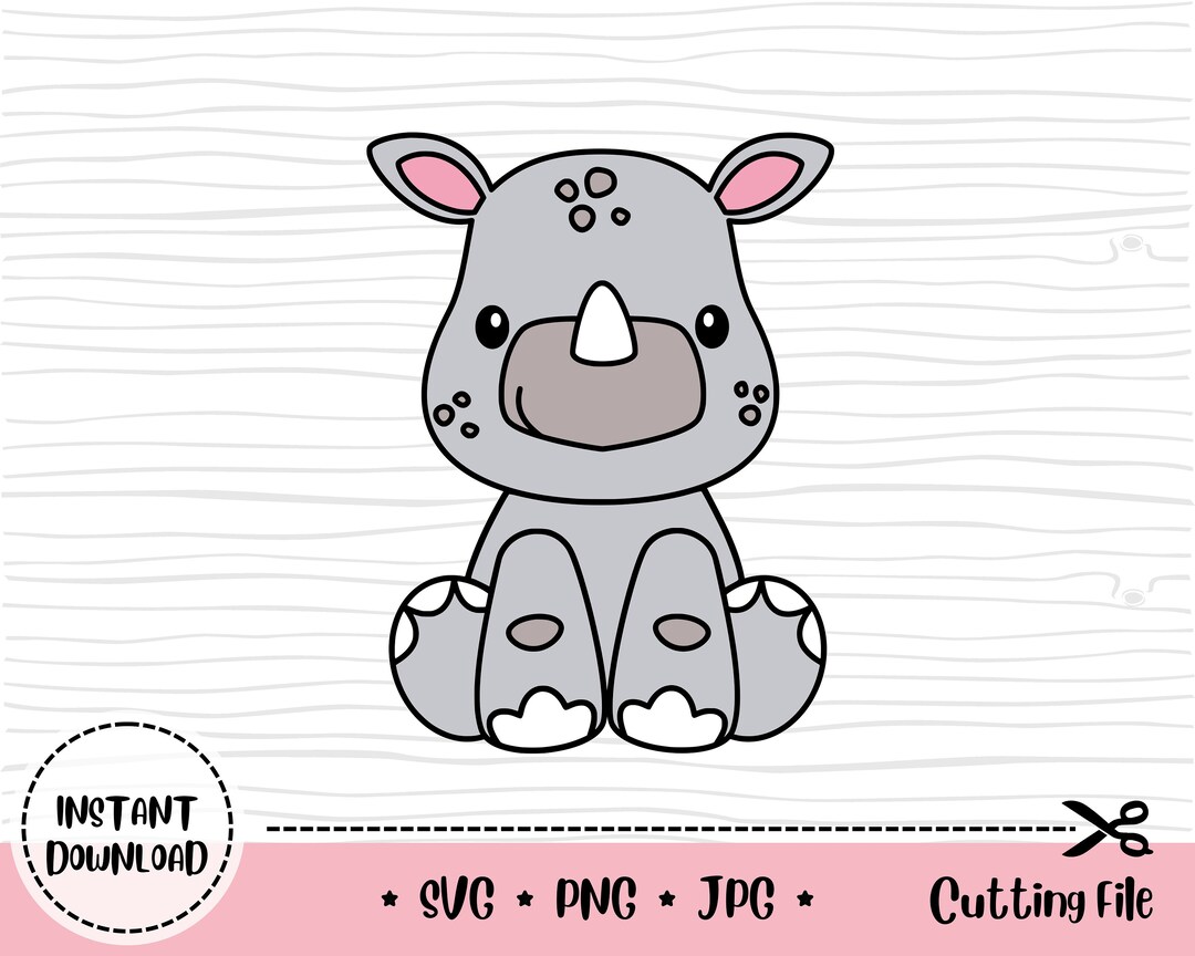 Baby Rhino, Cute Rhino Svg, Cricut Silhouette, Safari Animal Svg, Sweet ...
