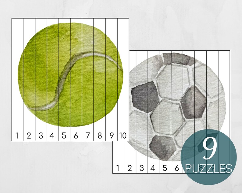 Sport Printable, Number Sequence Puzzle 1-10, Montessori Activity ...