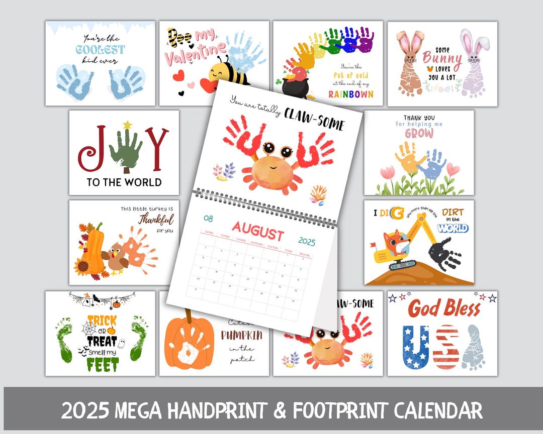 Kid Handprint Calendar 2025, Calendar Craft, Preschool Handprint ...