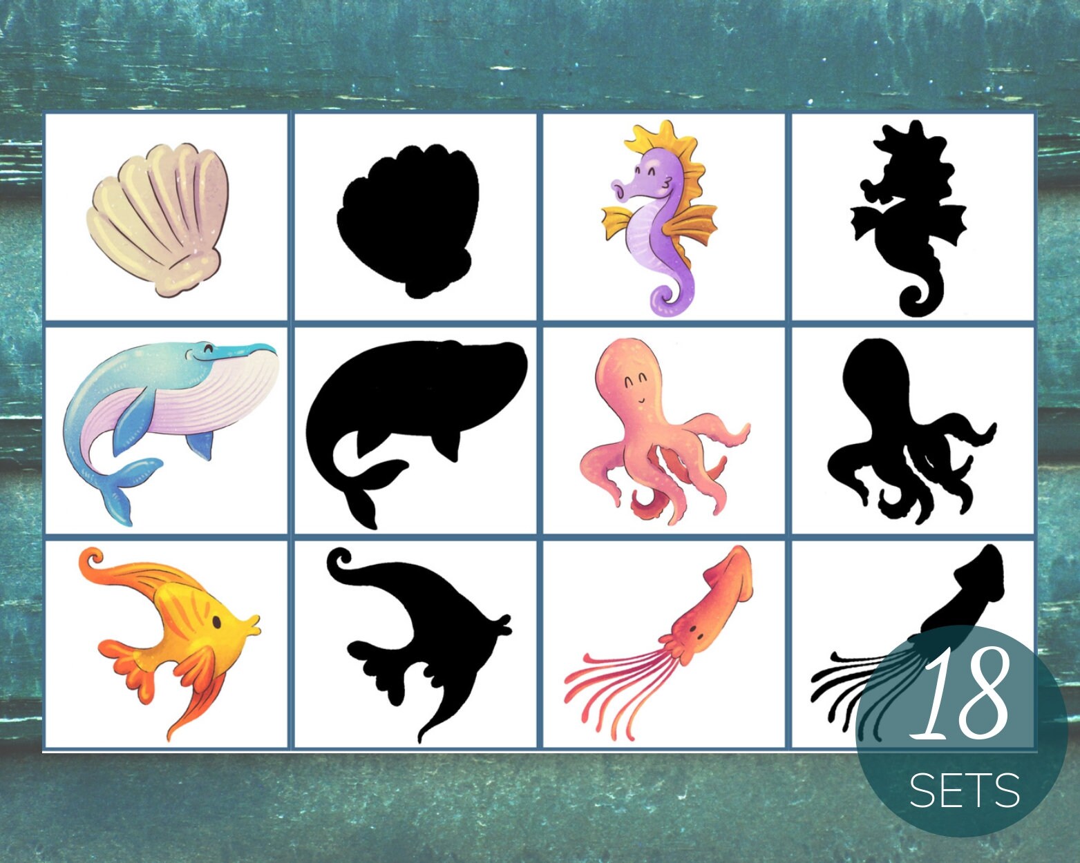 Sea Creature Shadow Matching Montessori Activity Summer - Etsy