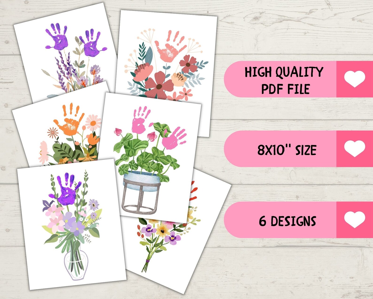 Printable Flower Handprint Craft Bundle, Handprint Craft for Mom ...