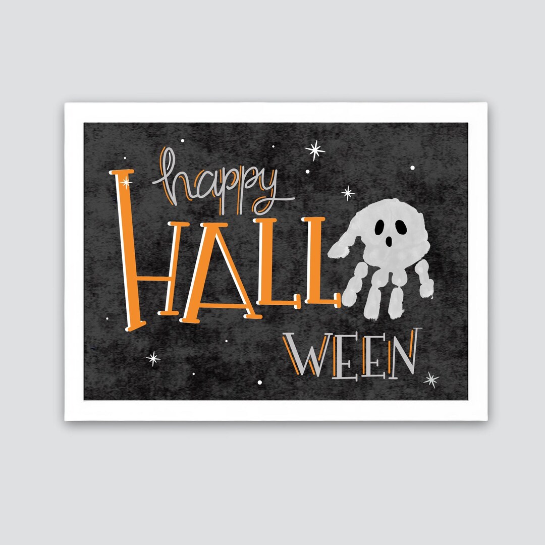 Happy Halloween Handprint Craft, Cute Halloween Ghost Handprint, Kids ...