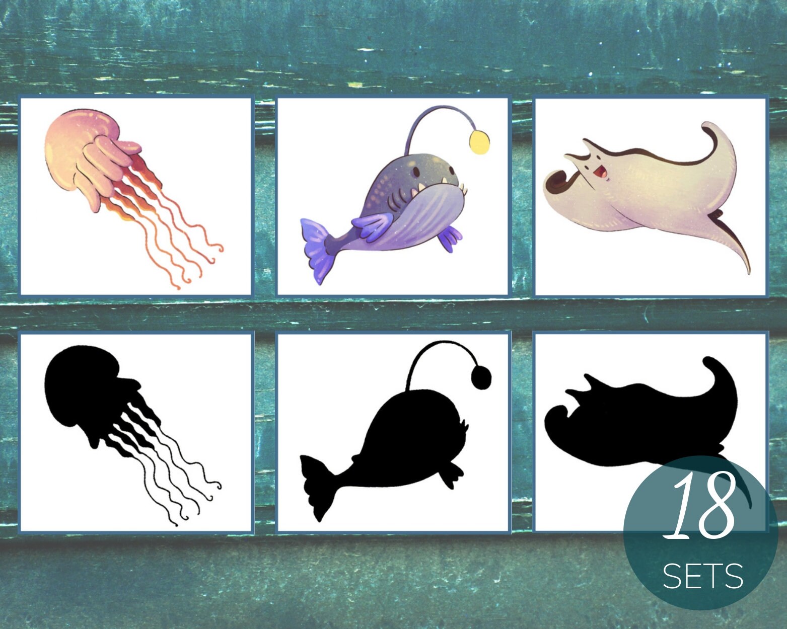 Sea Creature Shadow Matching Montessori Activity Summer - Etsy