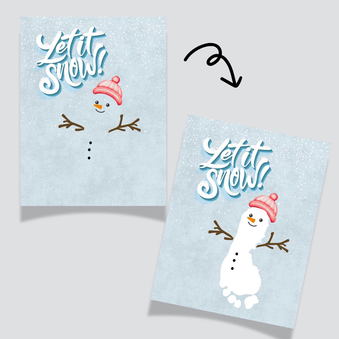 Let It Snow Footprint Card, Christmas Snowman Footprint, Baby Kids ...