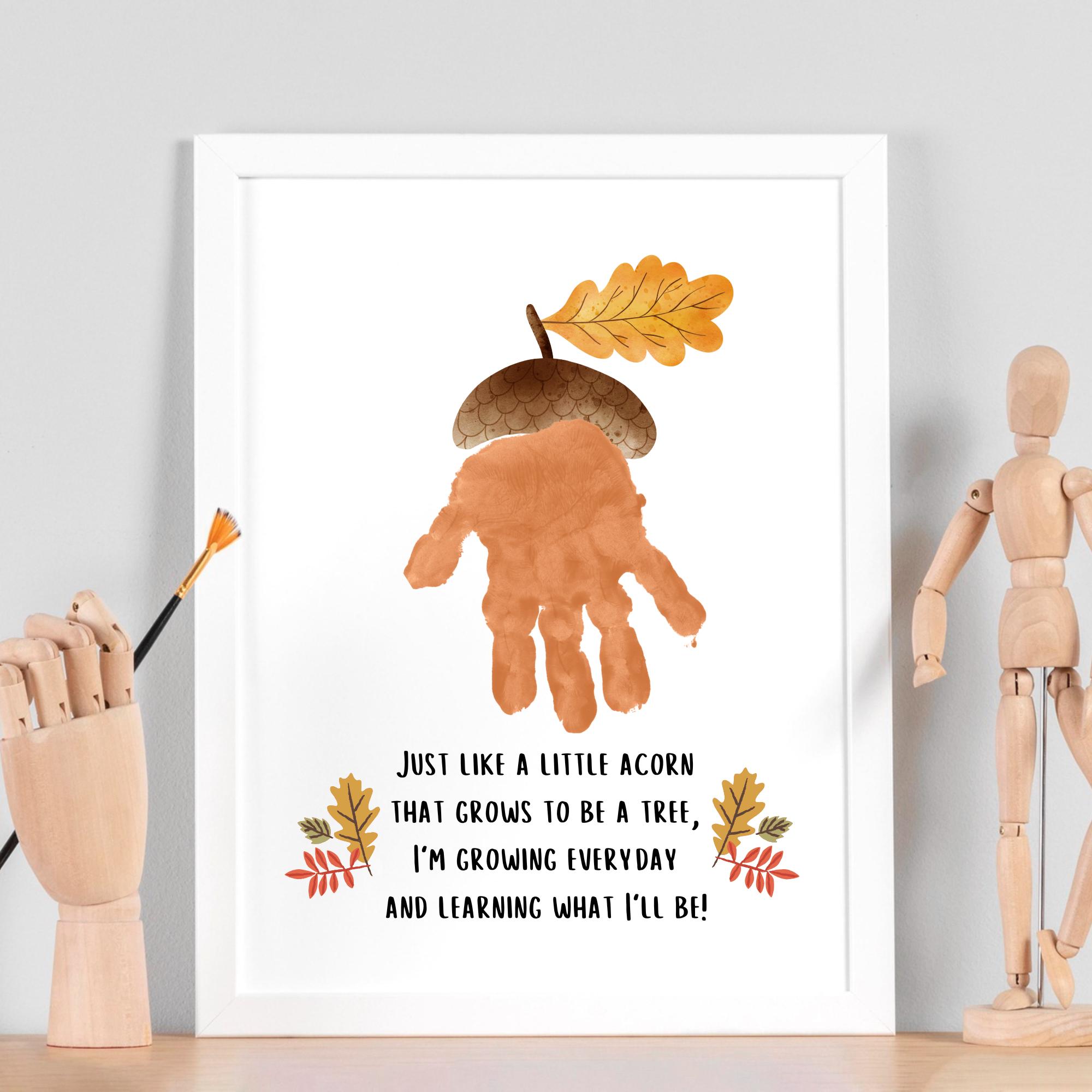 Acorn Handprint With Poem, Fall Handprint Craft, Fall/autumn Art ...