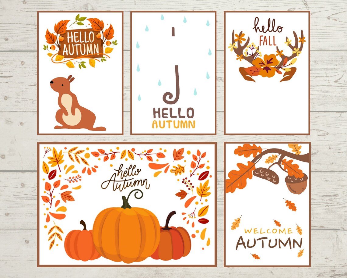 Bundle Autumn Handprint Art, Fall Season Printable Craft for Kid, Hello ...