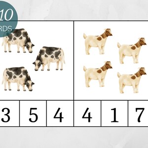 Farm Count and Clip Cards 1-10, Montessori Activity, Summer Math ...
