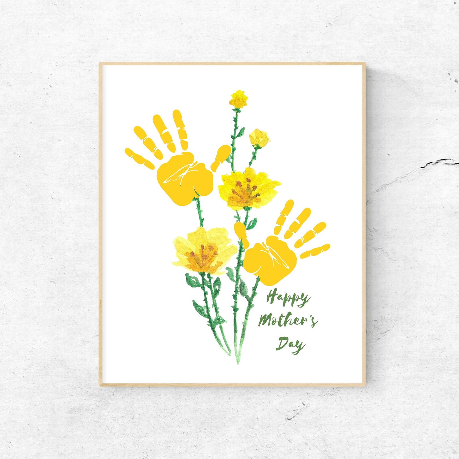Happy Mother's Day, Flowers for Mom, Baby Handprint Craft, Hand Art ...