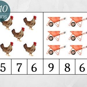 Farm Count and Clip Cards 1-10, Montessori Activity, Summer Math ...