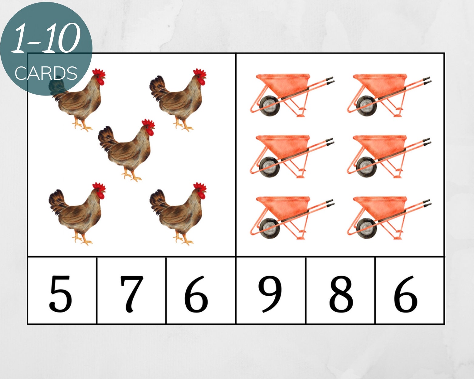 Farm Count and Clip Cards 1-10 Montessori Activity Summer - Etsy