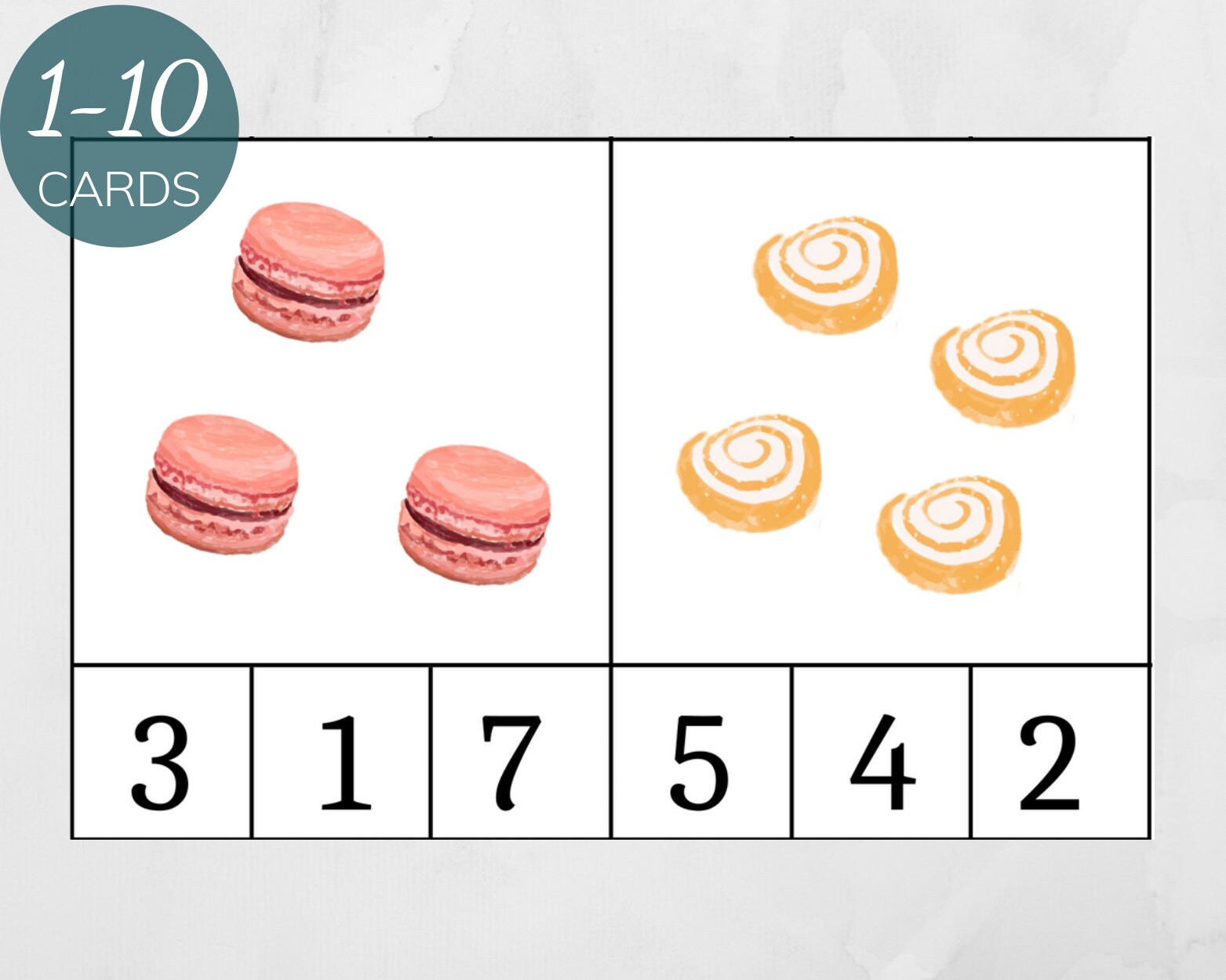 Sweets Count and Clip Cards 1-10, Montessori Activity, Summer Math ...
