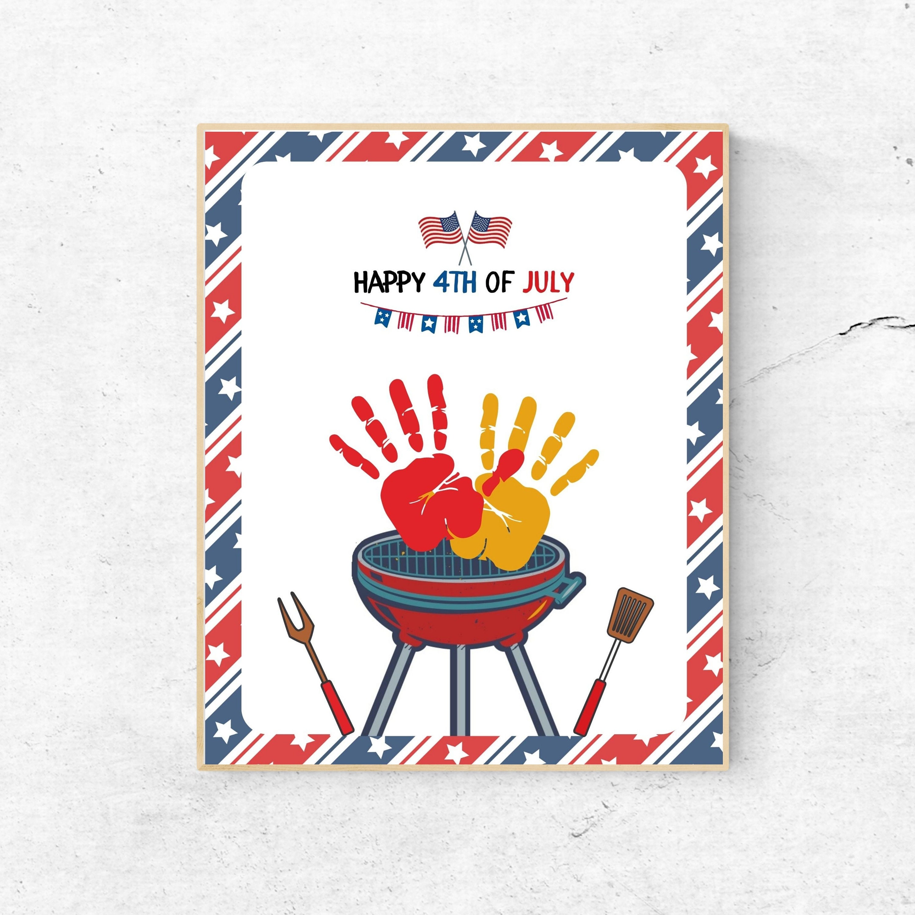 Grill Handprint Craft for Child Fourth of July Handprint Art - Etsy