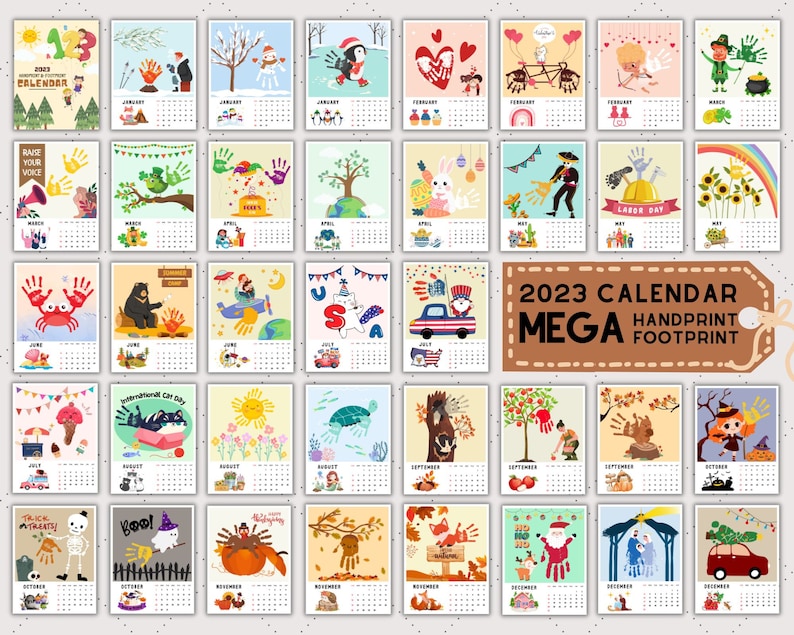 2023 Handprint/footprint Bundle, 2023 Mega Handprint/footprint Calendar ...