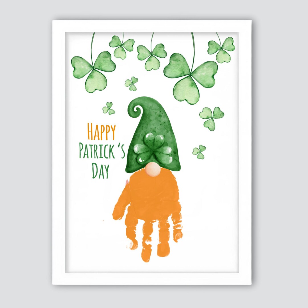 St Patricks Day Handprint Art, Patricks Gnome Craft, Gnome Handprint ...