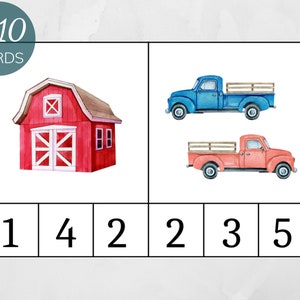 Farm Count and Clip Cards 1-10, Montessori Activity, Summer Math ...
