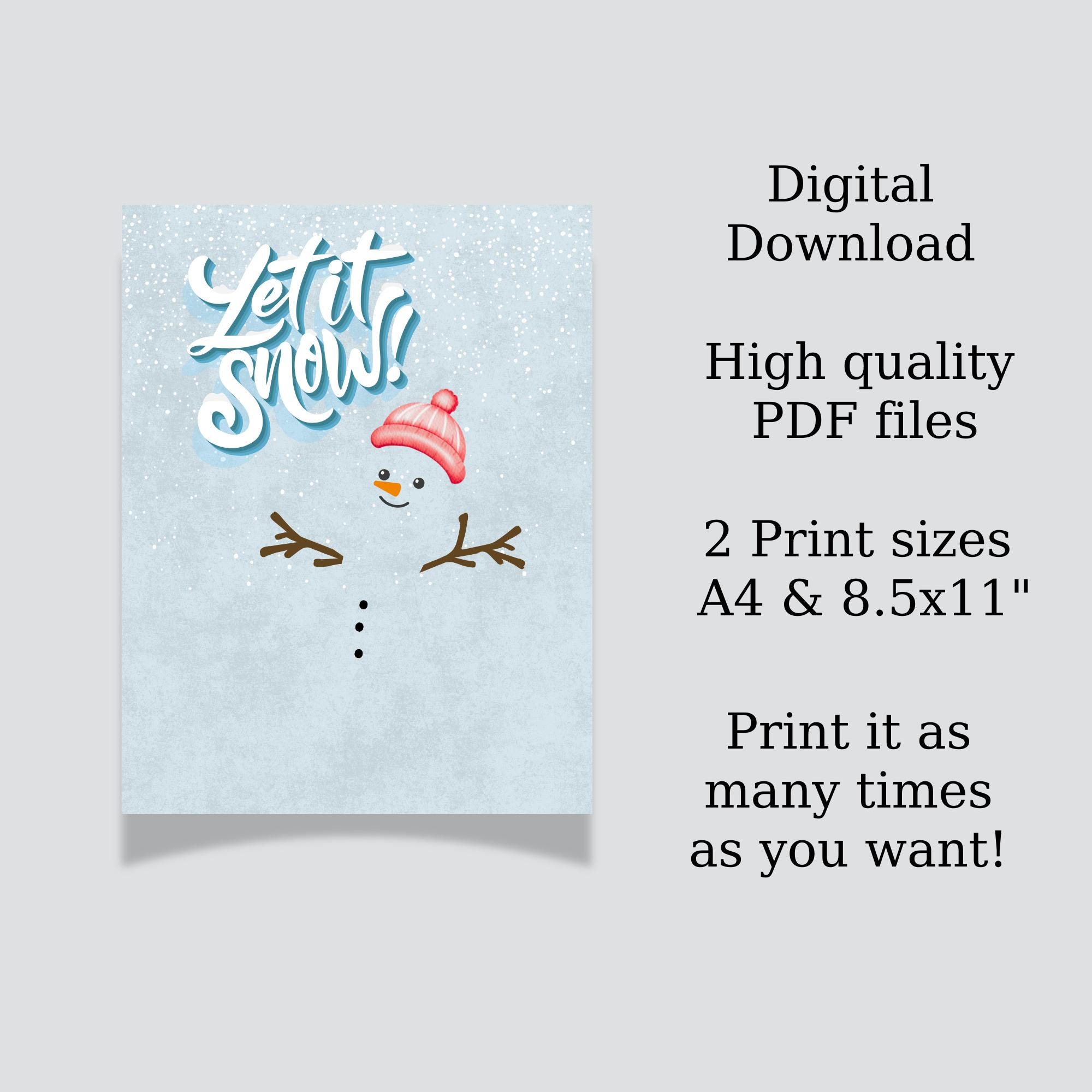 Let It Snow Footprint Card, Christmas Snowman Footprint, Baby Kids ...