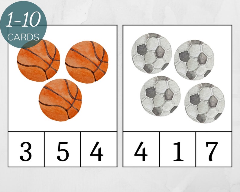 Sports Count and Clip Cards 1-10, Montessori Activity, Summer Math ...
