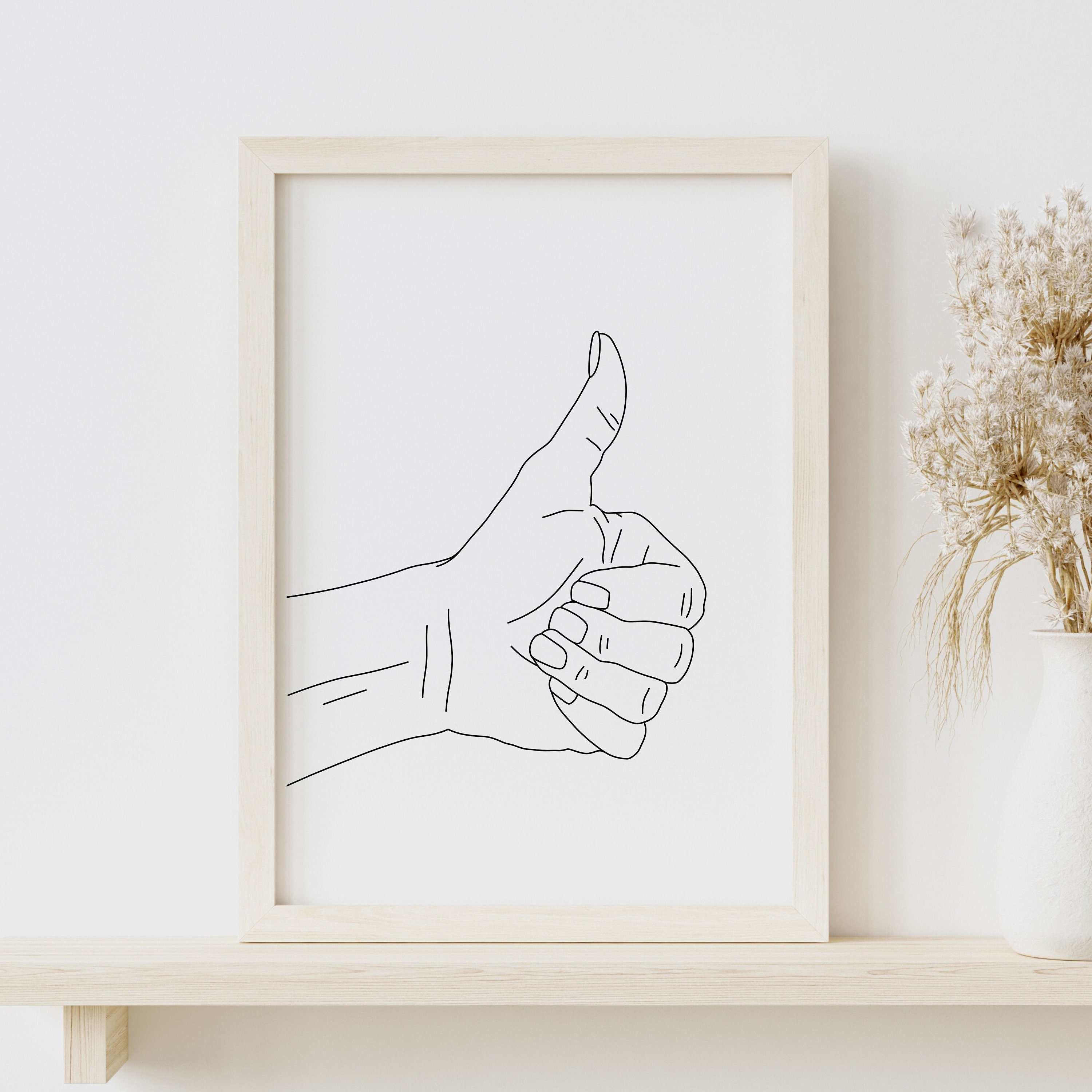 Thumb up Hand Gesture, Hand Line Art, Thumbs up Sign, Positive ...