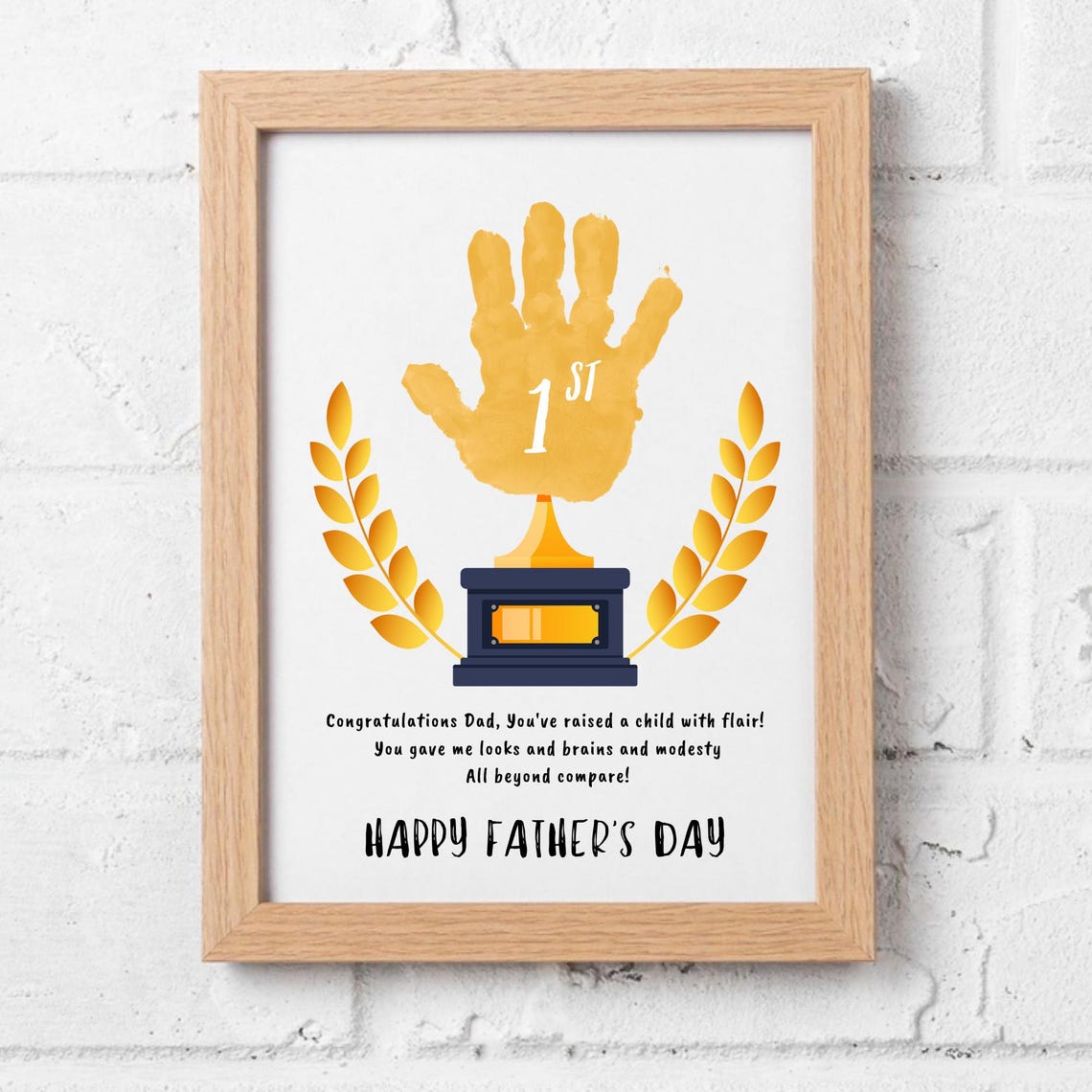 Trophy Handprint Craft, Dad No 1 Handprint, Happy Fathers Day Handprint ...